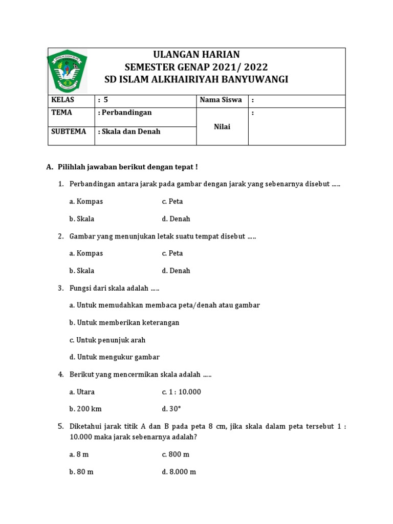 SOAL LATIHAN 5 4 Denah Dan Skala | PDF | Metode & Bahan Ajar