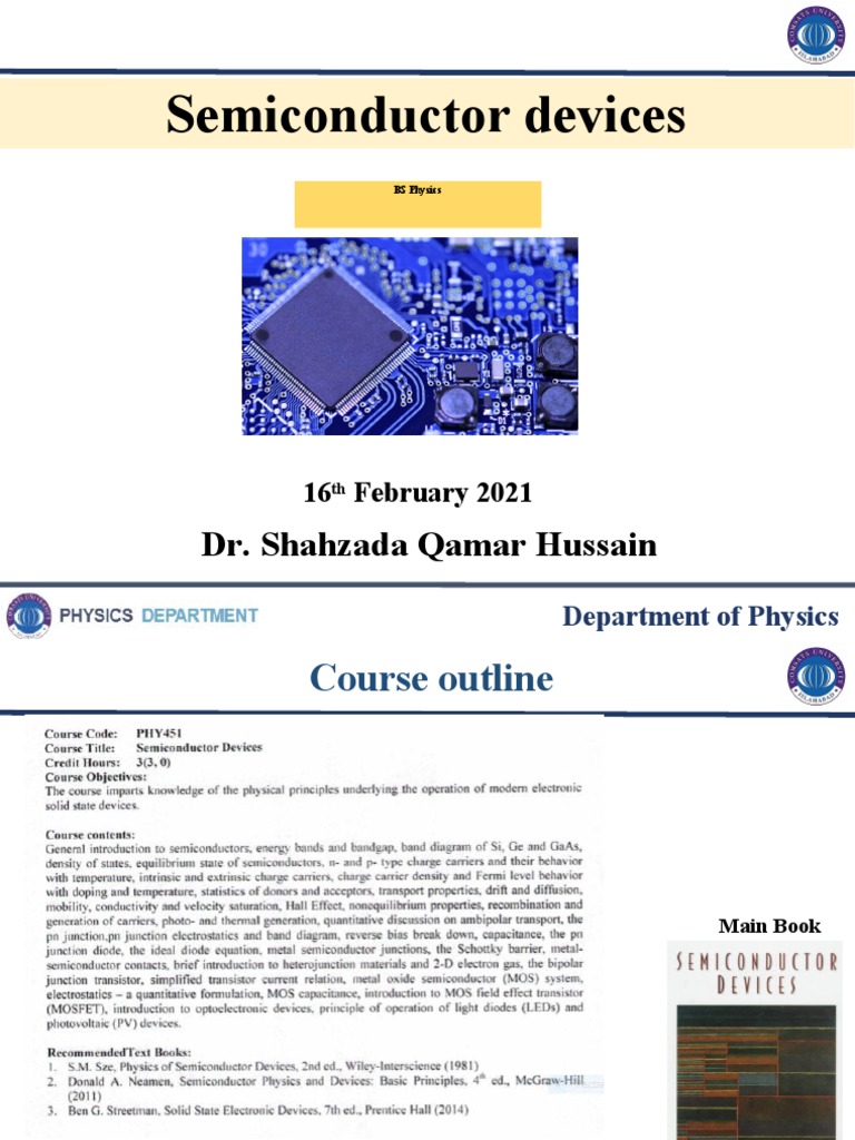 Semiconductor Devices: Dr. Shahzada Qamar Hussain | PDF | Semiconductors | Doping (Semiconductor)