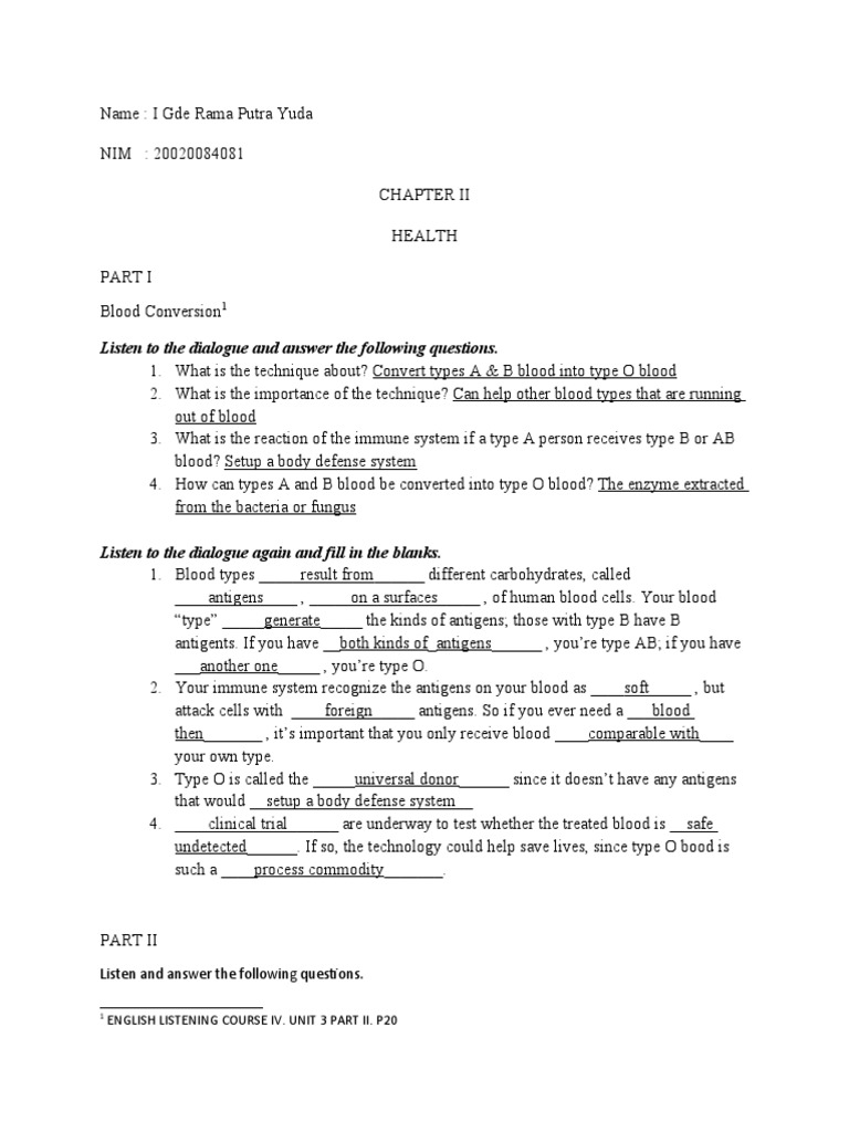 Listen To The Dialogue and Answer The Following Questions | PDF ...