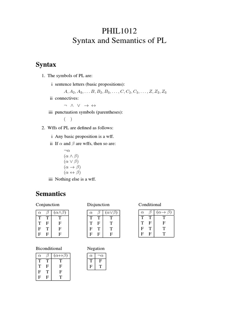 Syntax and Semantics of PL | PDF