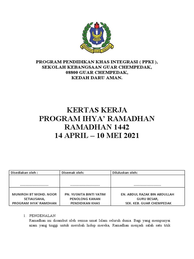PROGRAM PENDIDIKAN KHAS INTEGRASI Ihya Ramadahan2021 | PDF