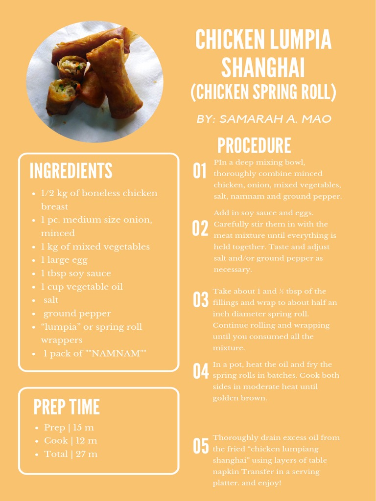 Chicken Lumpia Shanghai RECIPE | PDF