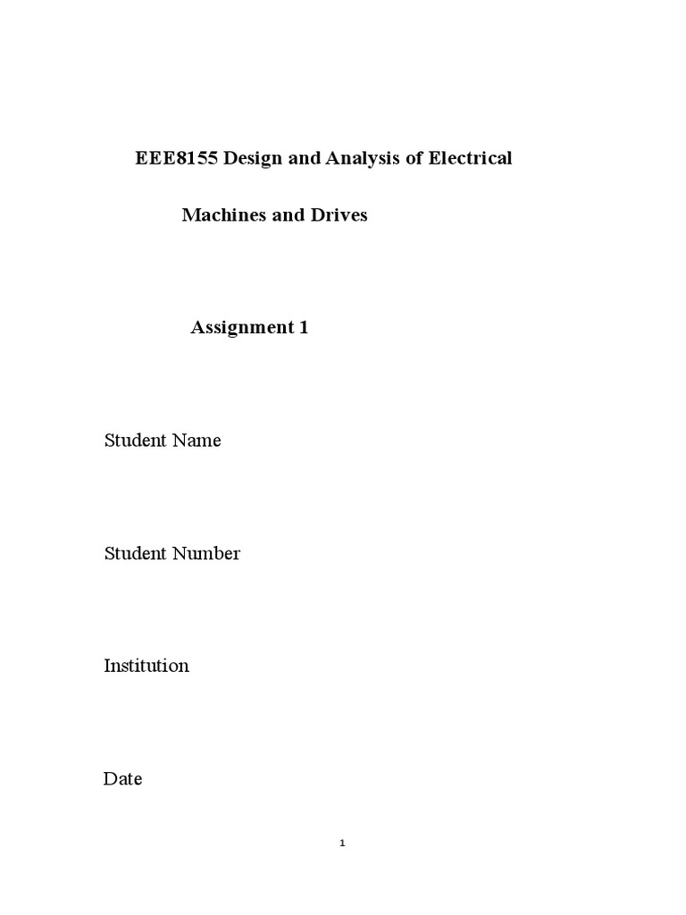 EEE8155 Design and Analysis of Electrical Machines and Drives | PDF ...