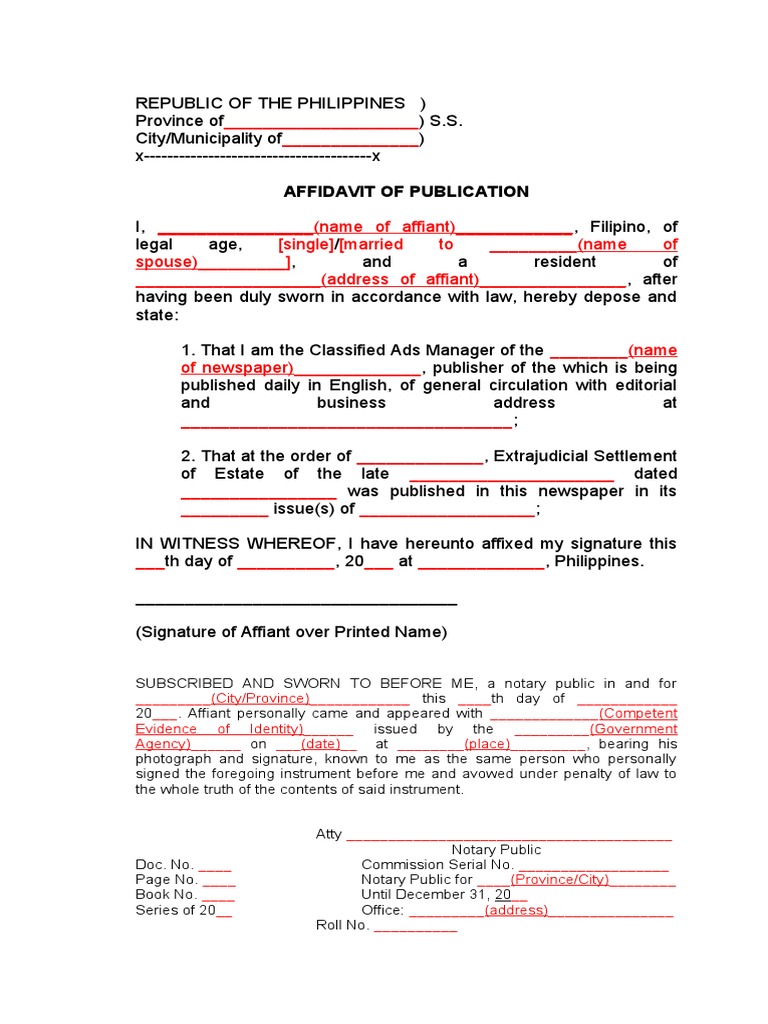 Affidavit of Publication | PDF | Affidavit | Notary Public