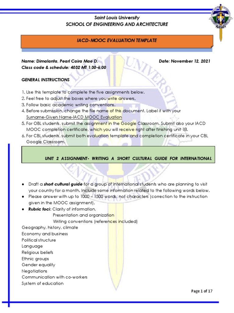 Dimalanta Pearl Iacd Mooc Evaluation Template Download Free Pdf