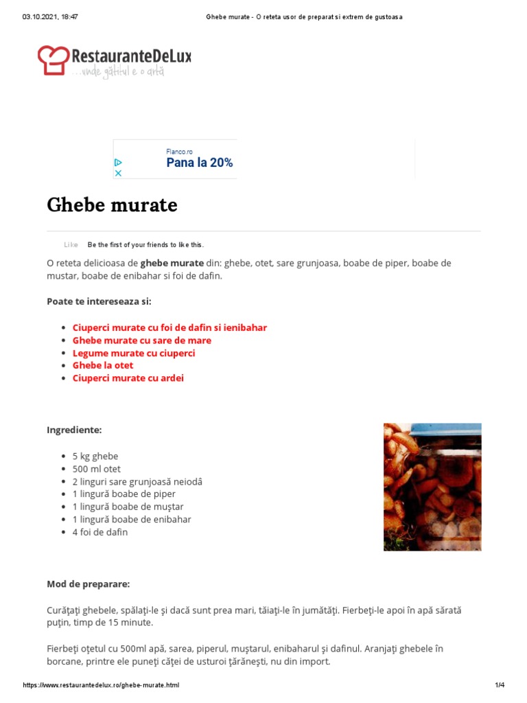 Ghebe Murate - O Reteta Usor de Preparat Si Extrem de Gustoasa | PDF