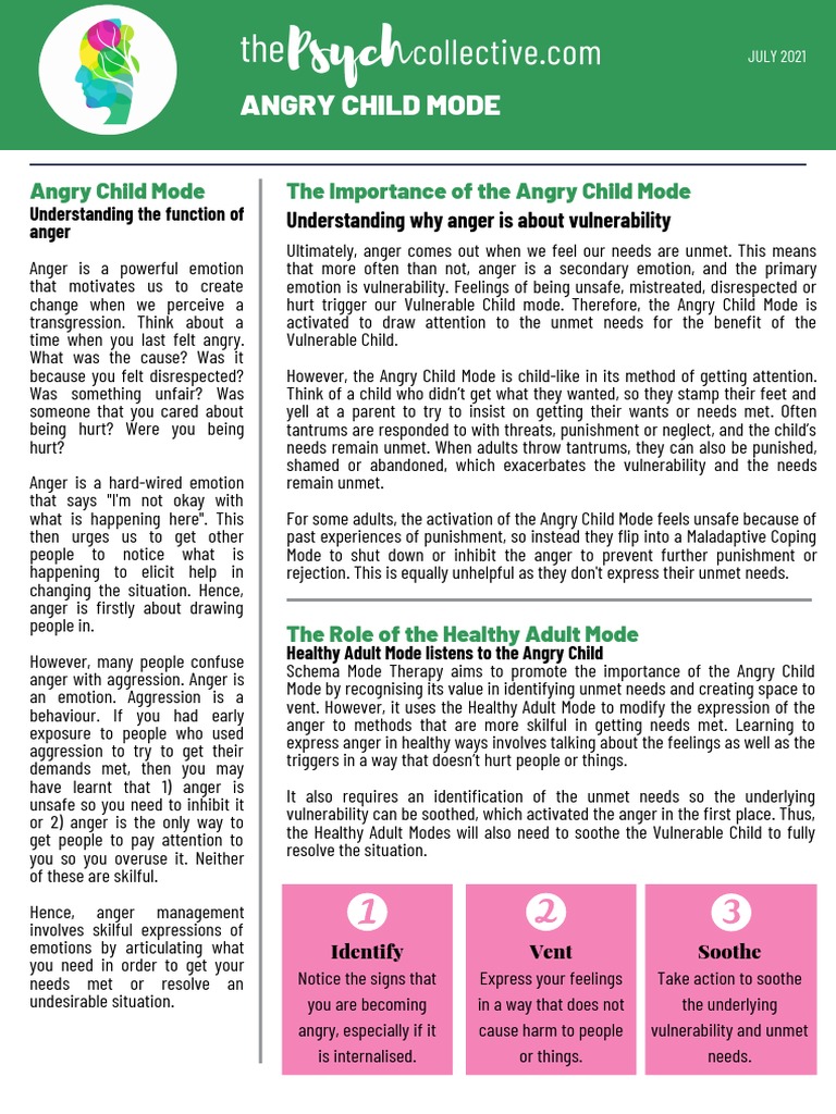 Schema Handout - Angry Child Mode | PDF | Anger | Emotions