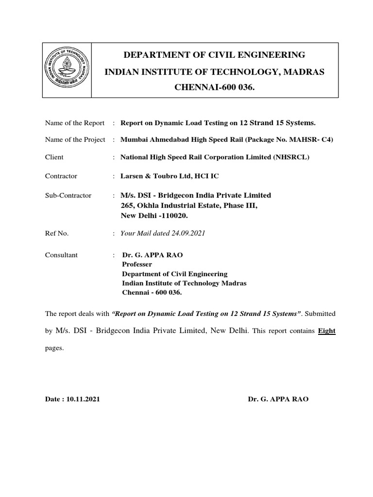 Dynamic Test Report 12T15 - DSI | PDF | Prestressed Concrete | Fatigue ...