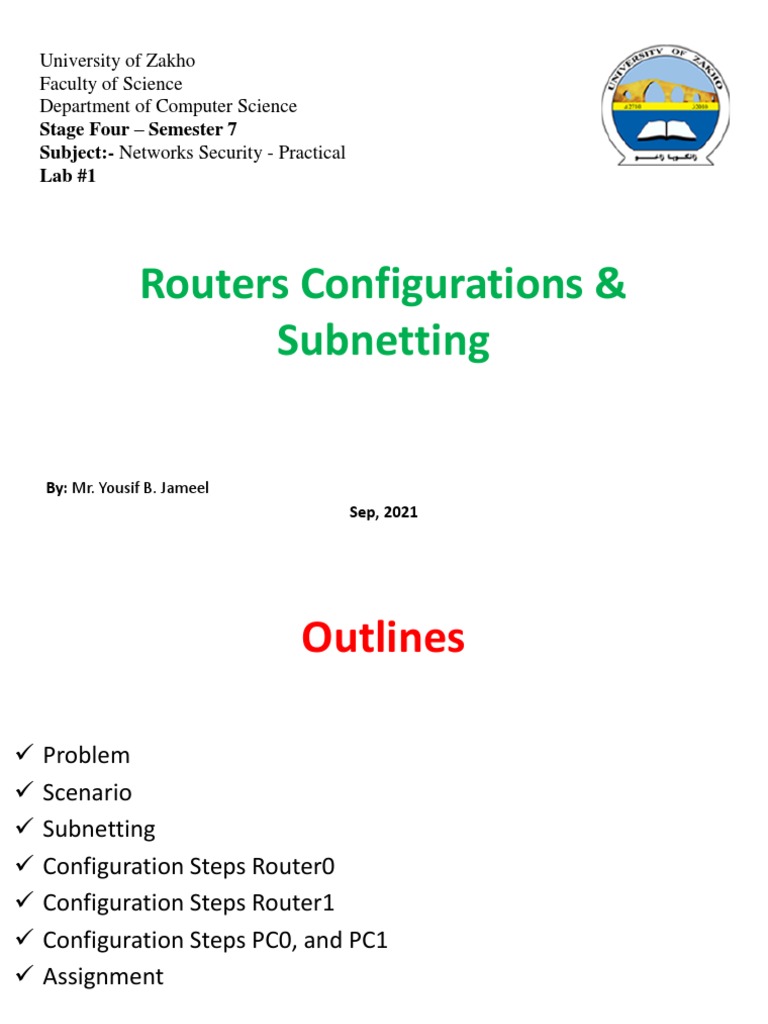 Lab - 1-Routers Configurations Subnetting + Assignment 5 Marks - PDF ...