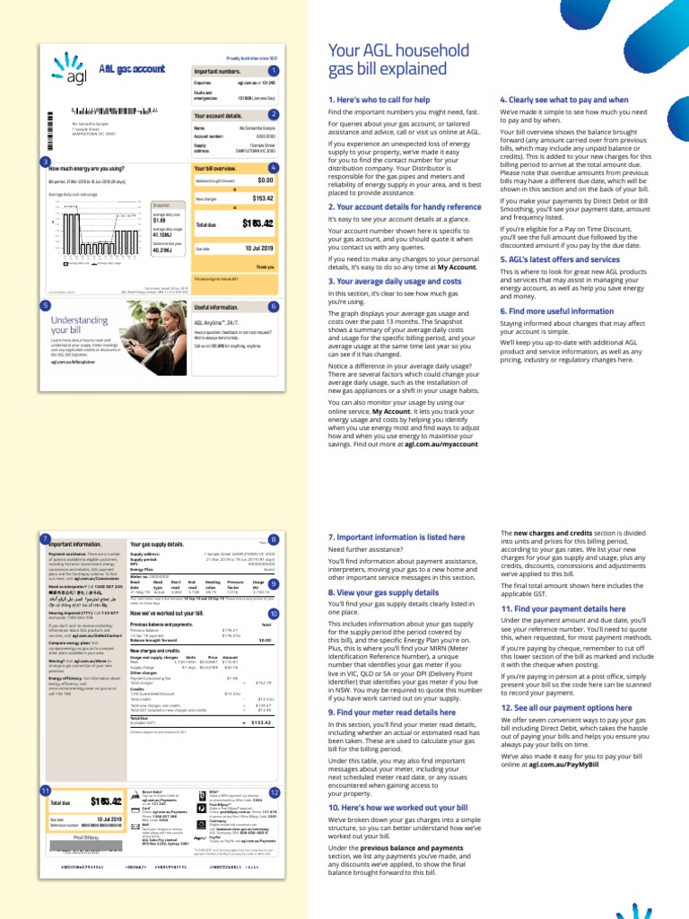 Your AGL Household Gas Bill Explained | PDF | Payments