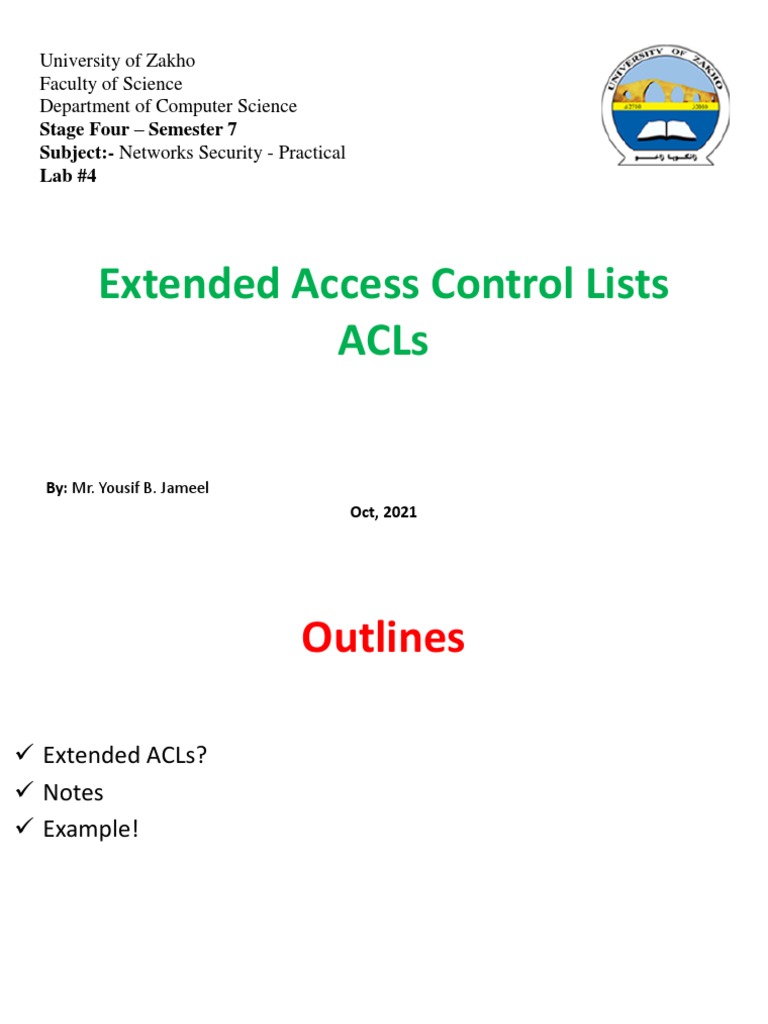 Network Security-Lab - 4-Extended Access Control Lists ACLs - PDF | PDF ...