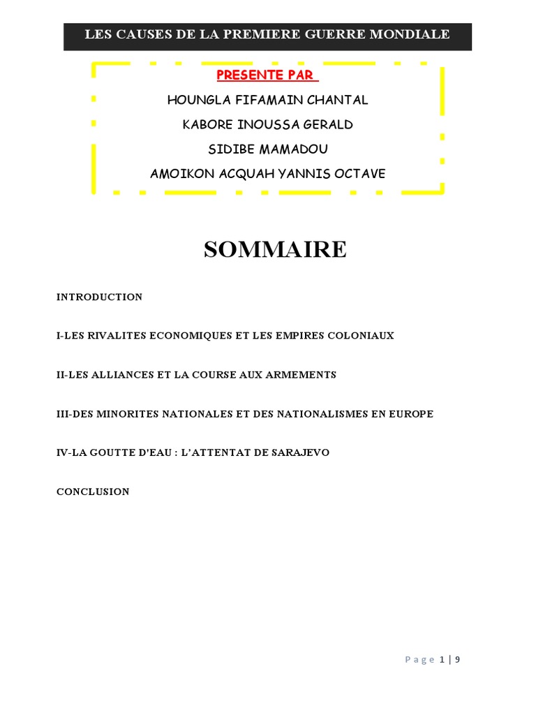 Causes de la Première Guerre Mondiale | PDF | Première guerre mondiale ...