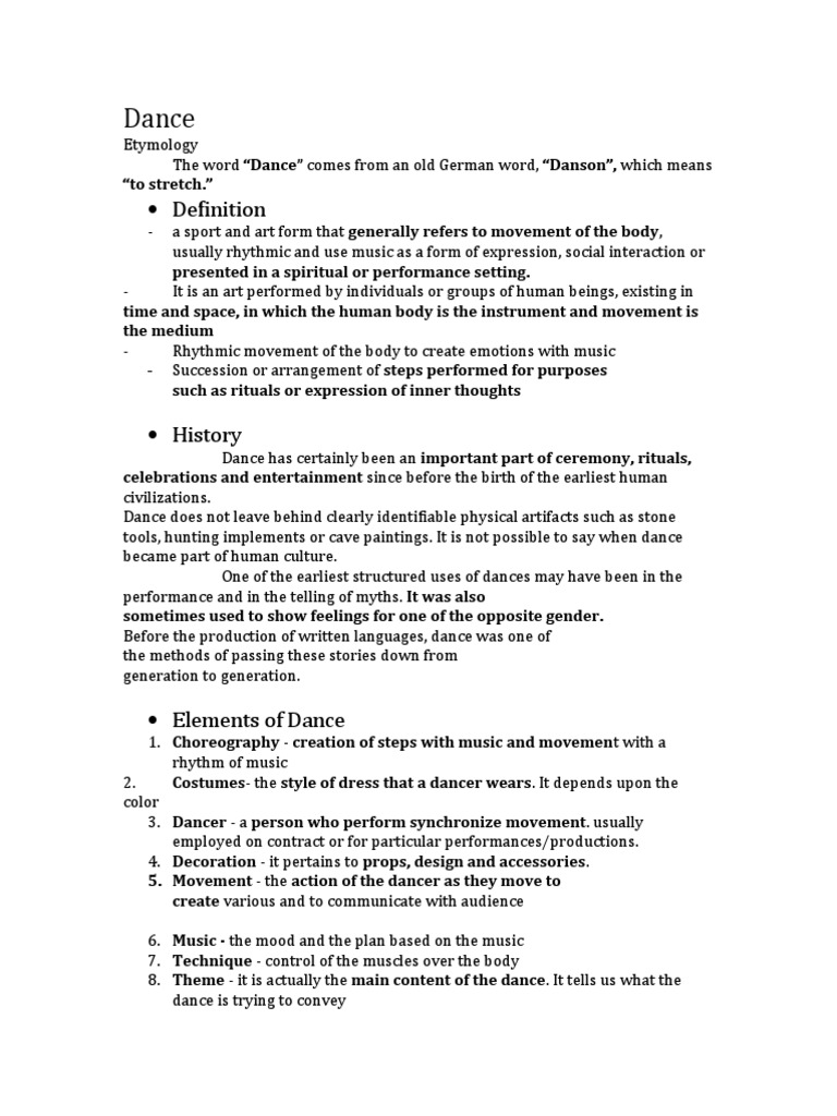 Dance: Definition | PDF | Dances | Entertainment