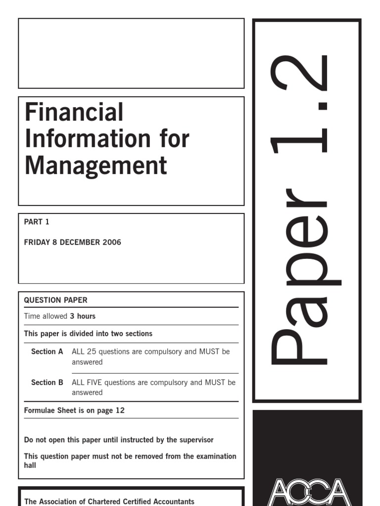 F2 Past Paper - Question12-2006 | PDF