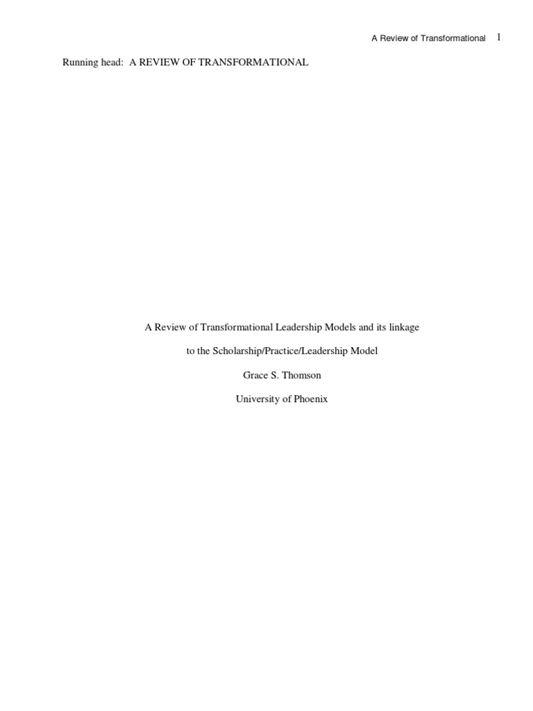 A Review of Transformational Leadership Models and Its Linkage | PDF | Transformational ...
