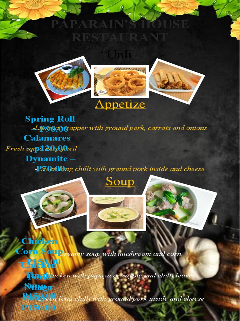 Paparain'S House Restaurant: "Unli Rice" | PDF | Salad | Cuisine