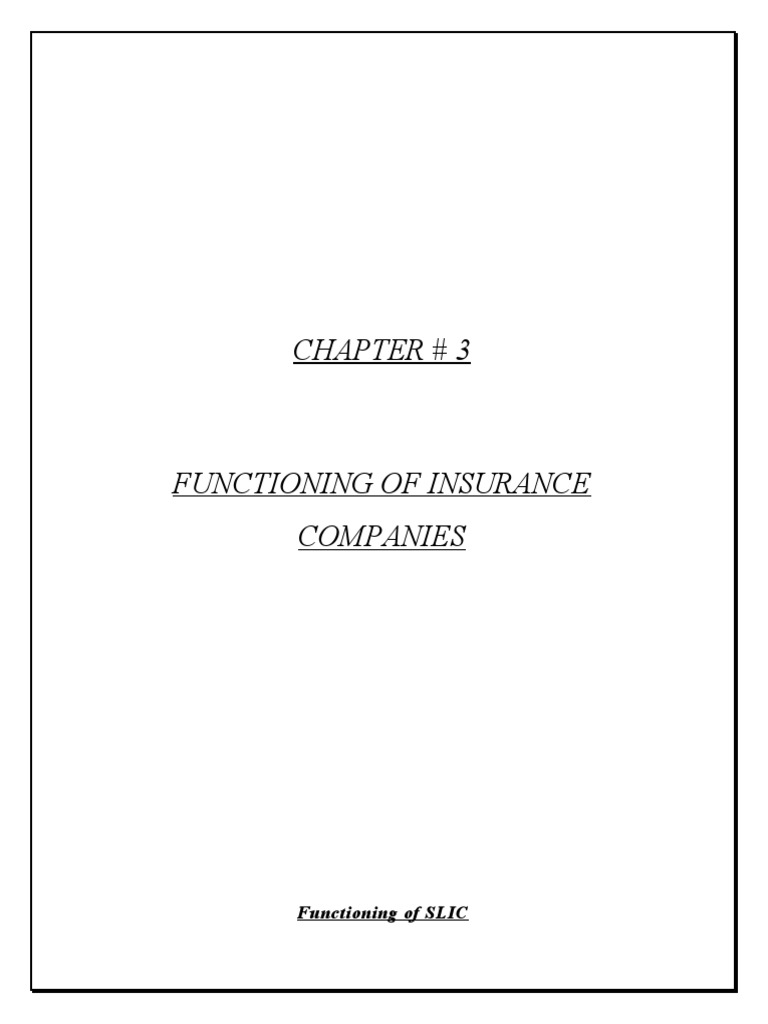 Chapter # 3: Functioning of SLIC | PDF | Insurance | Life Insurance