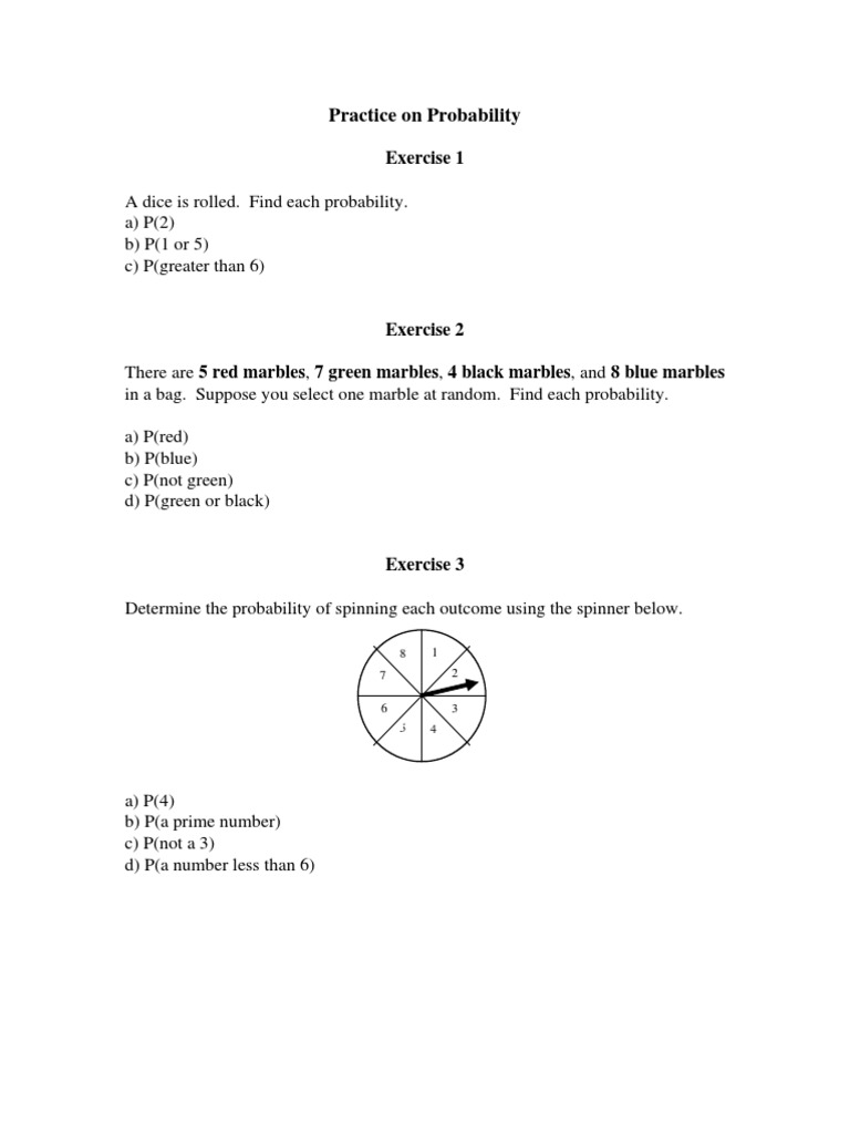 Probability Worksheet | PDF | Teaching Methods & Materials