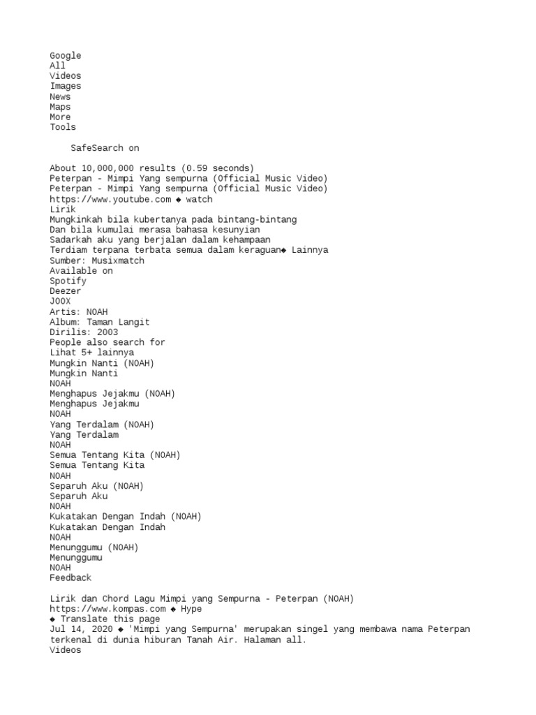 Lirik & Chord "Mimpi yang Sempurna" | PDF | Seni & Disiplin Bahasa