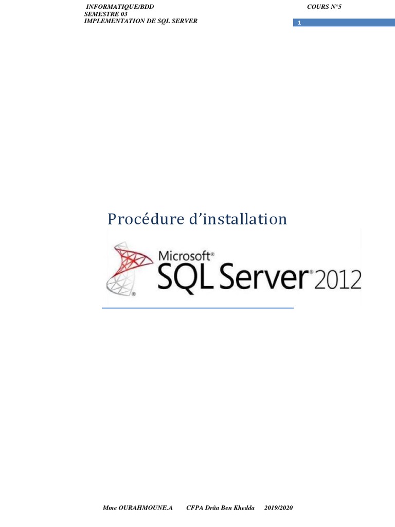 Cours5 Installation de SQL Server | PDF | Microsoft SQL Server | Informatique