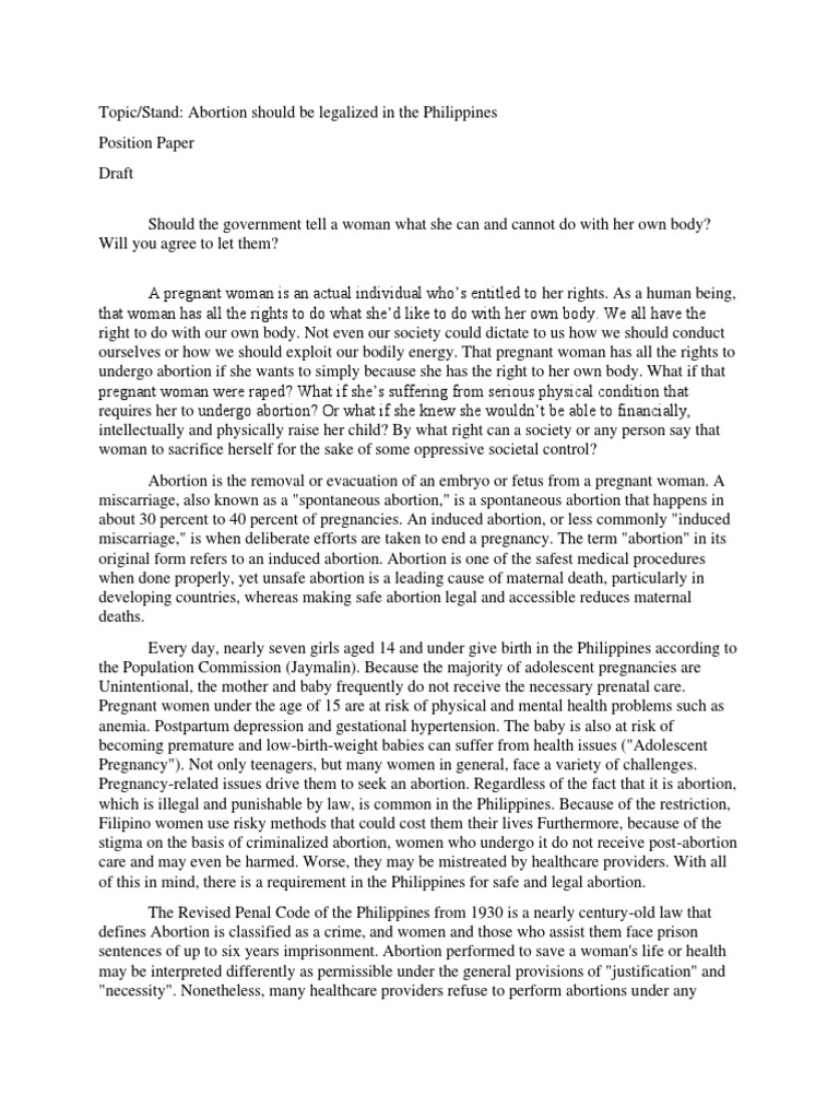 Position Paper Abortion | PDF | Miscarriage | Pregnancy