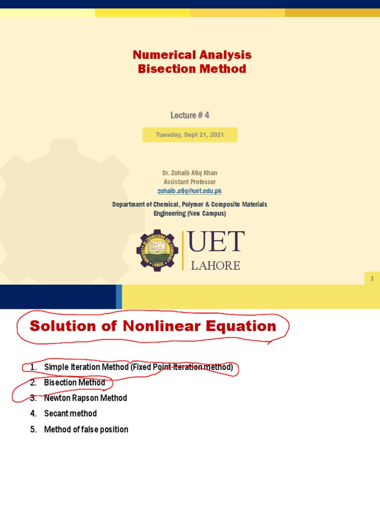 Numerical Analysis Bisection Method Lecture 4 Download Free Pdf Computer Programming