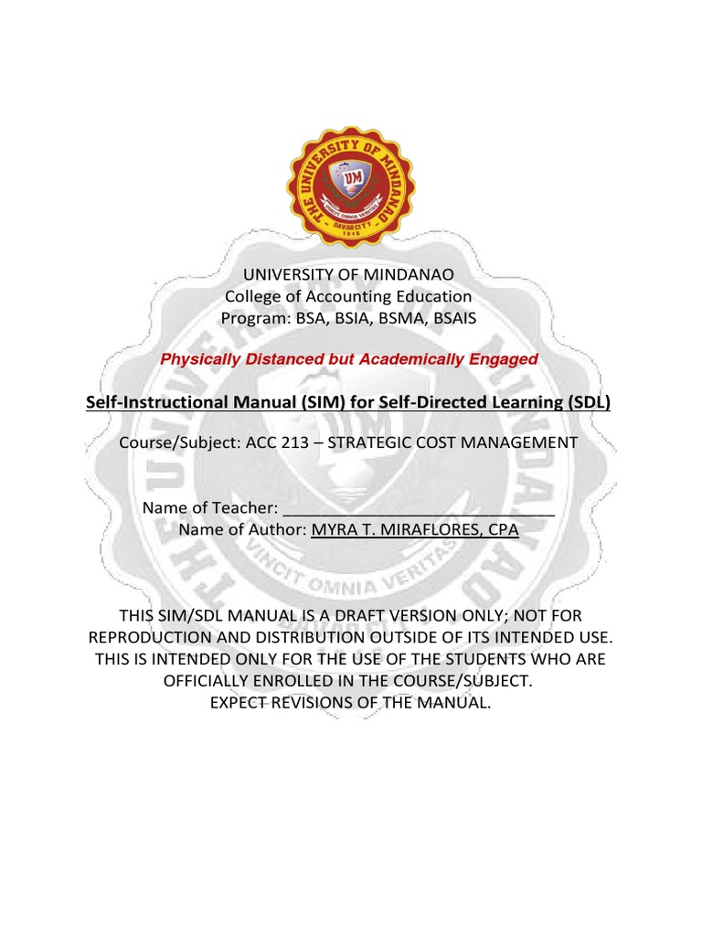 Revised - Approved (With Reminders) CAE-BSA BSMA BSAIS BSIA-2ND SEM-ACC 213 Strategic Cost ...