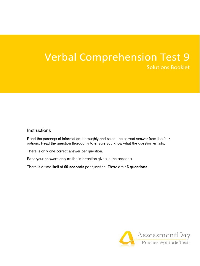 Verbal Comprehension Test 9: Assessmentday | PDF | Bias | Bottled Water