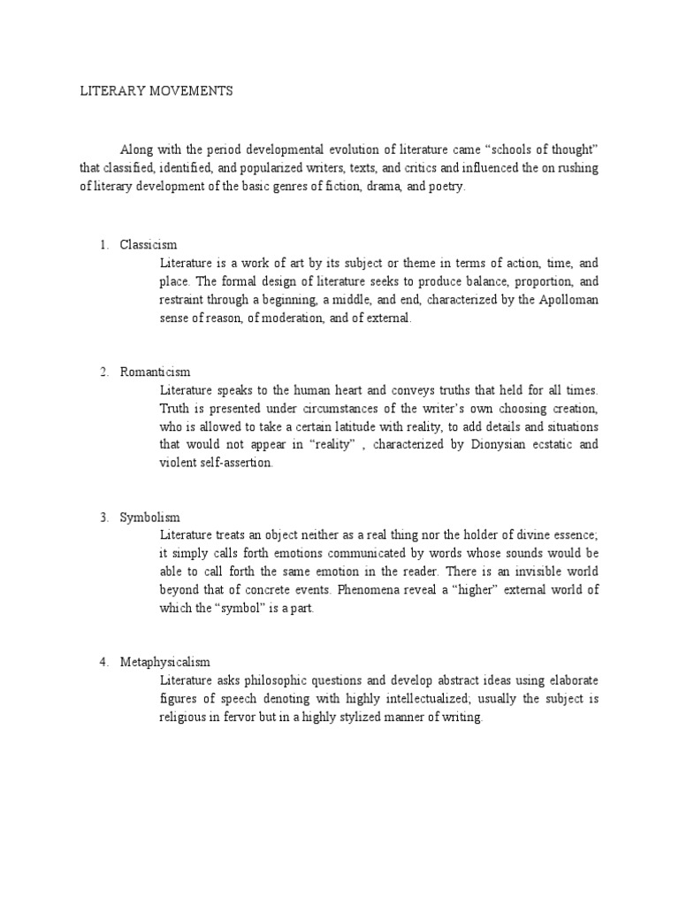 Literary Movements | PDF | Reason | Truth