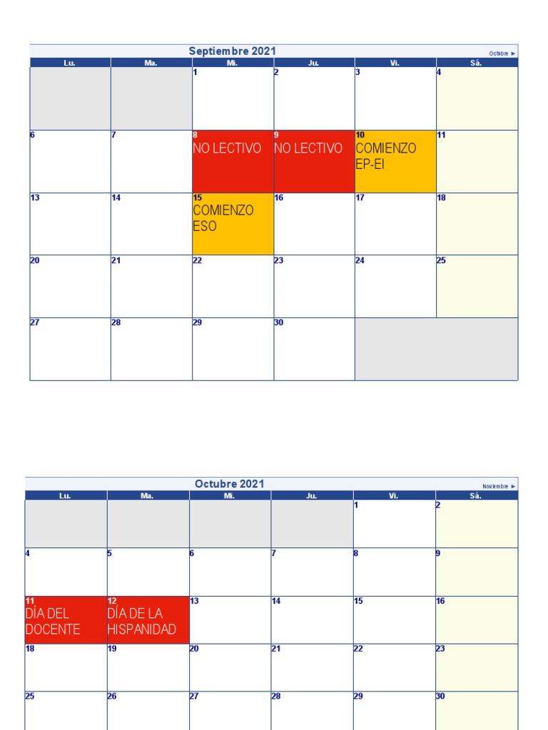 Calendario 2021 2022 | PDF