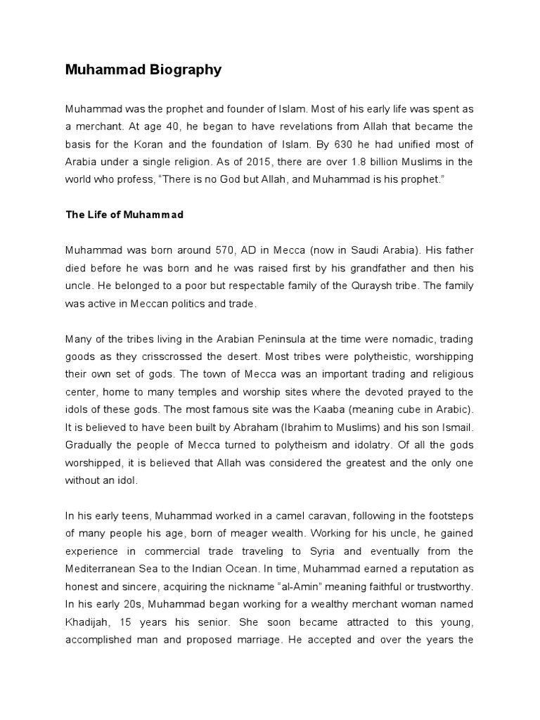 Muhammad Biography: The Life of Muhammad | PDF | Jesus | Muhammad