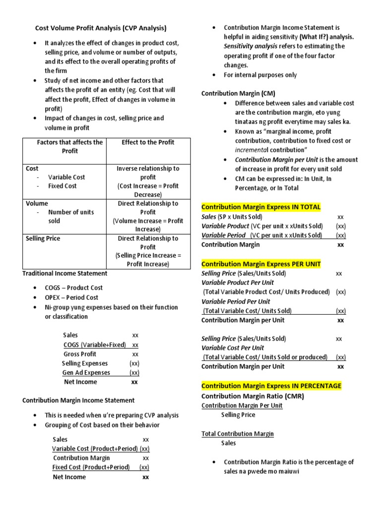Cost Volume Profit Analysis (CVP Analysis) : Incremental Contribution ...