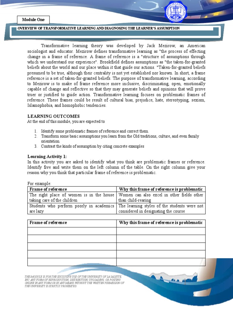 Module Transformative Educ.1 Module 1 | PDF | Learning | Paradigm