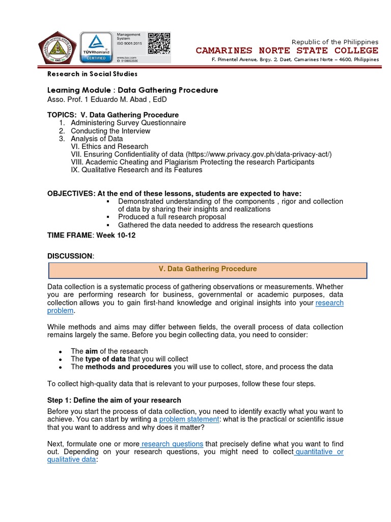 Module 6 Data Gathering Research Ethics | PDF | Statistics ...