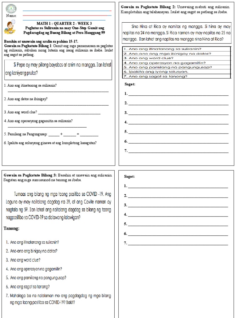 q2 Week 3 Worksheet Mathmusicarts | PDF