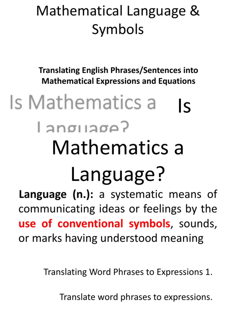 Mathematical Language & Symbols | PDF | Numbers | Multiplication