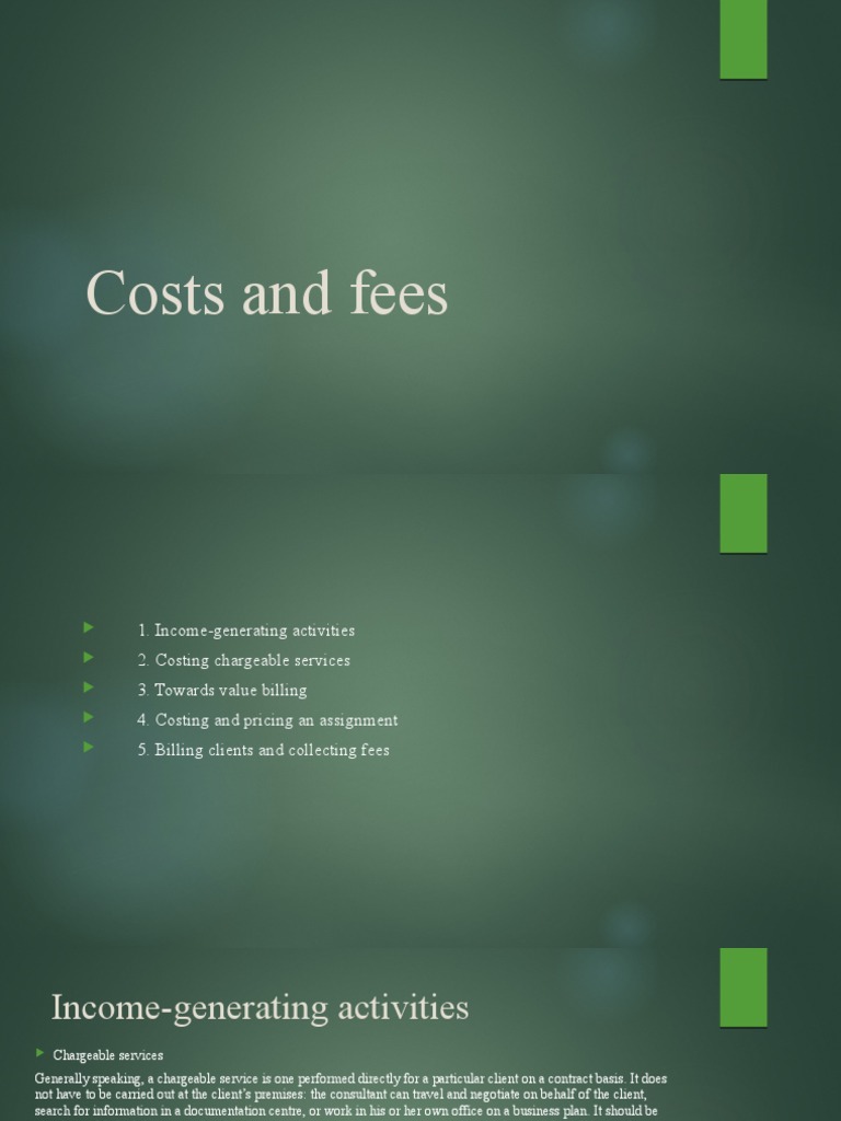 Costs and Fees | PDF | Consultant | Fee