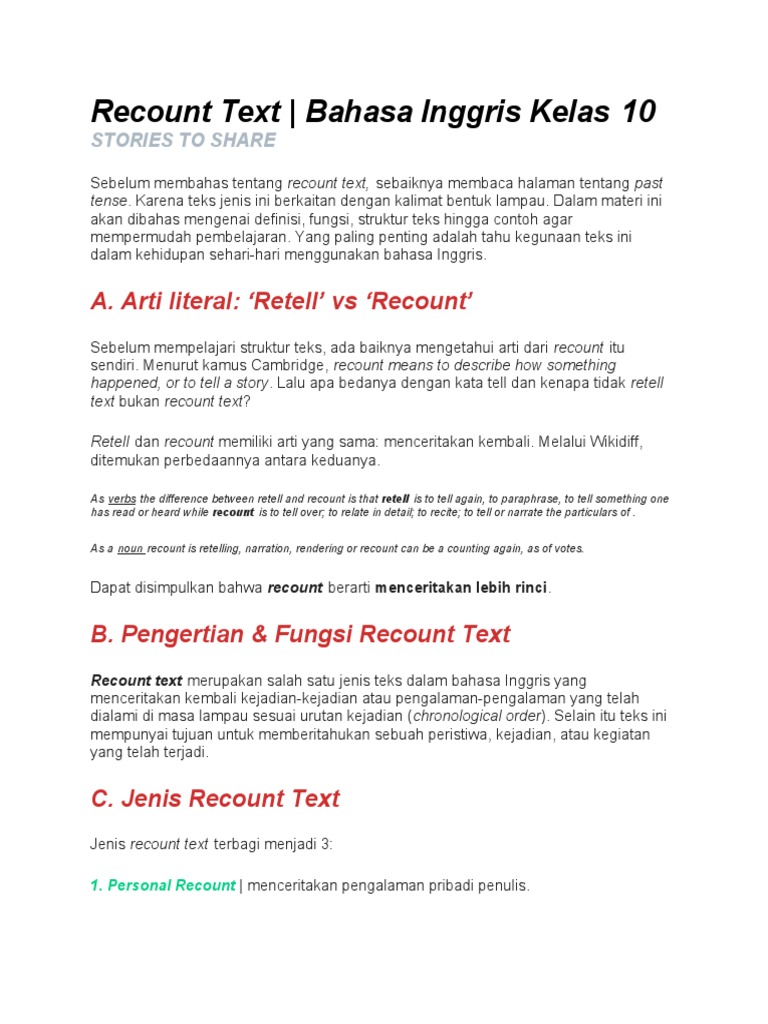 Recount Text | PDF | Kajian Bahasa Asing