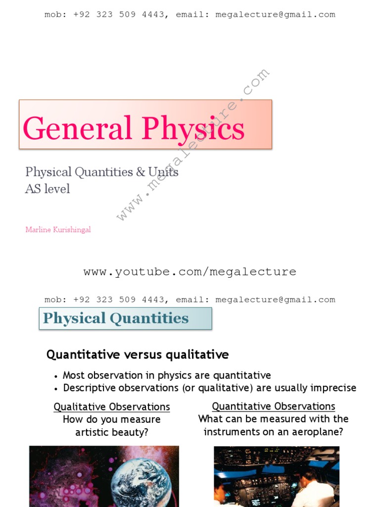 General Physics: Physical Quantities & Units AS Level | PDF | Euclidean ...