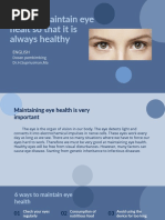 Take Care of The Eye Worksheet | PDF