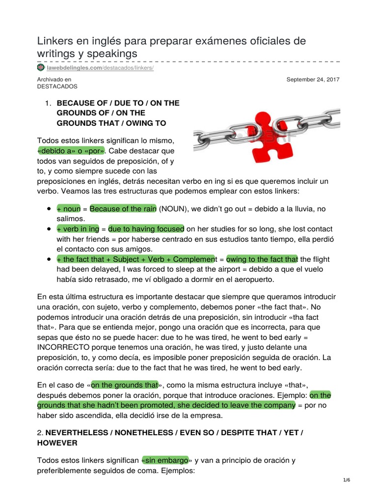 Linkers CAE | PDF | Lingüística | Sintaxis