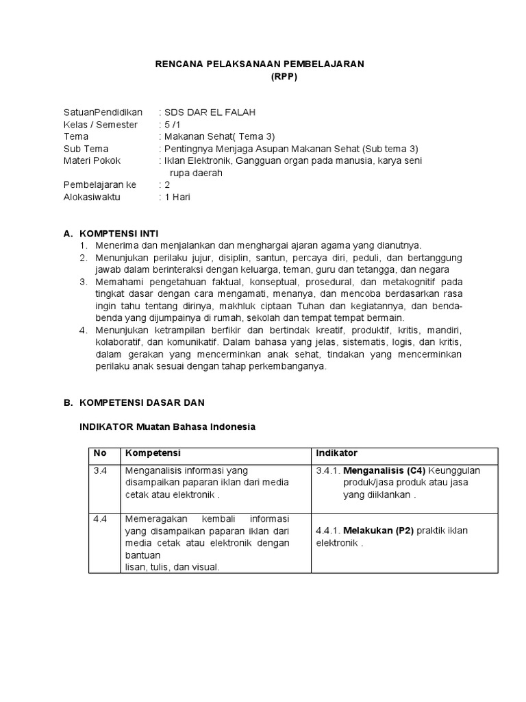 RPP Tema 3 Daring | PDF