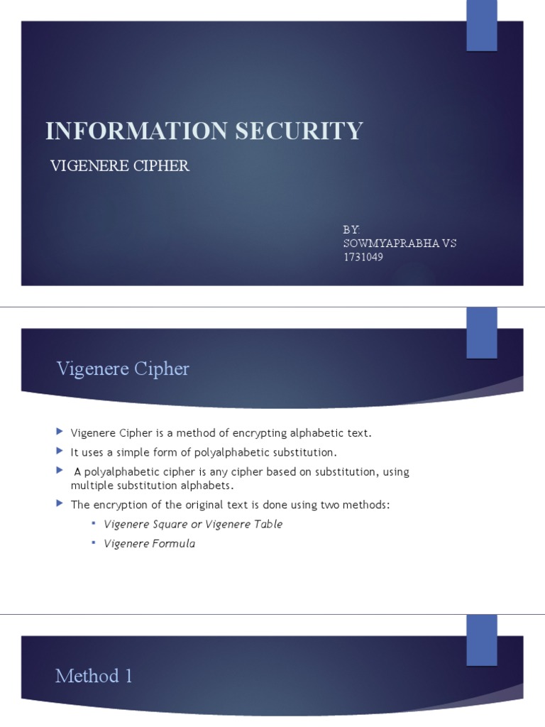 Information Security: Vigenere Cipher | PDF | Secrecy | Espionage Techniques