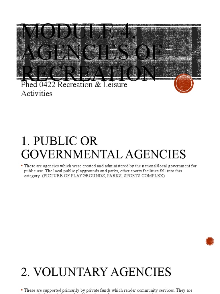 Overview of Recreation Agencies | PDF