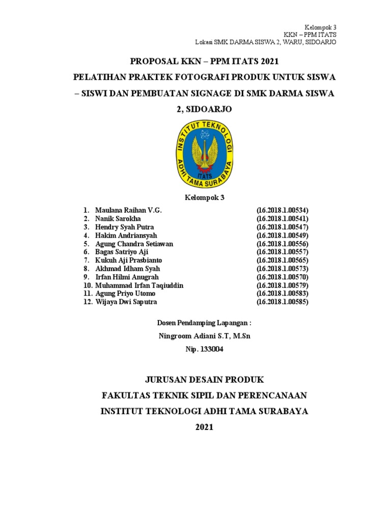 PROPOSAL KKN Kelompok 3 SMK | PDF