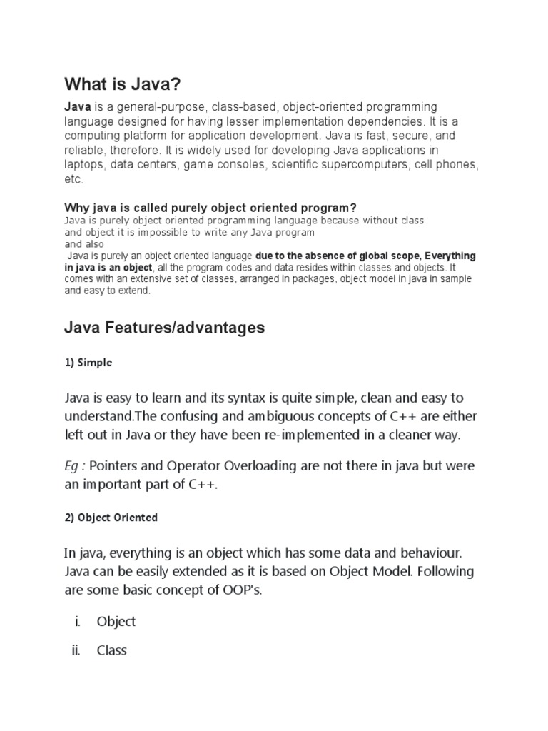 What Is Java | PDF | Programming | Constructor (Object Oriented ...