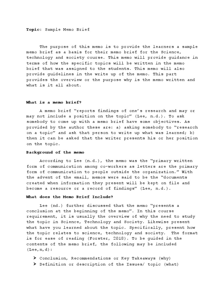 Sample Memo Brief | PDF | Memorandum | Learning
