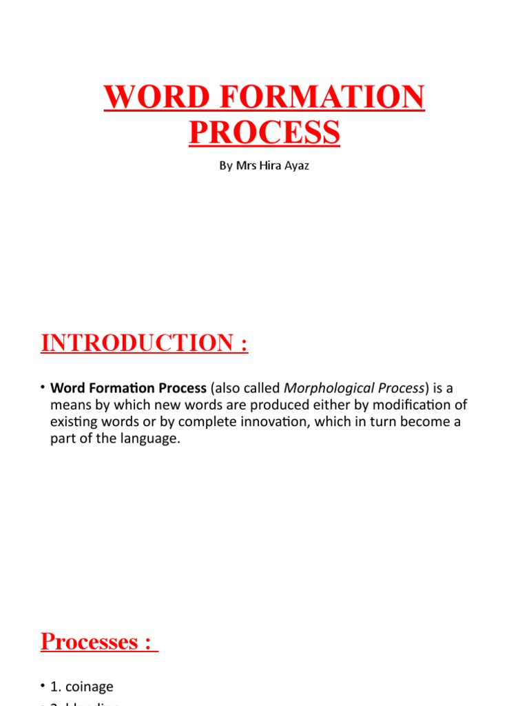 Word Formation Processes in English | PDF | Language Arts & Discipline ...