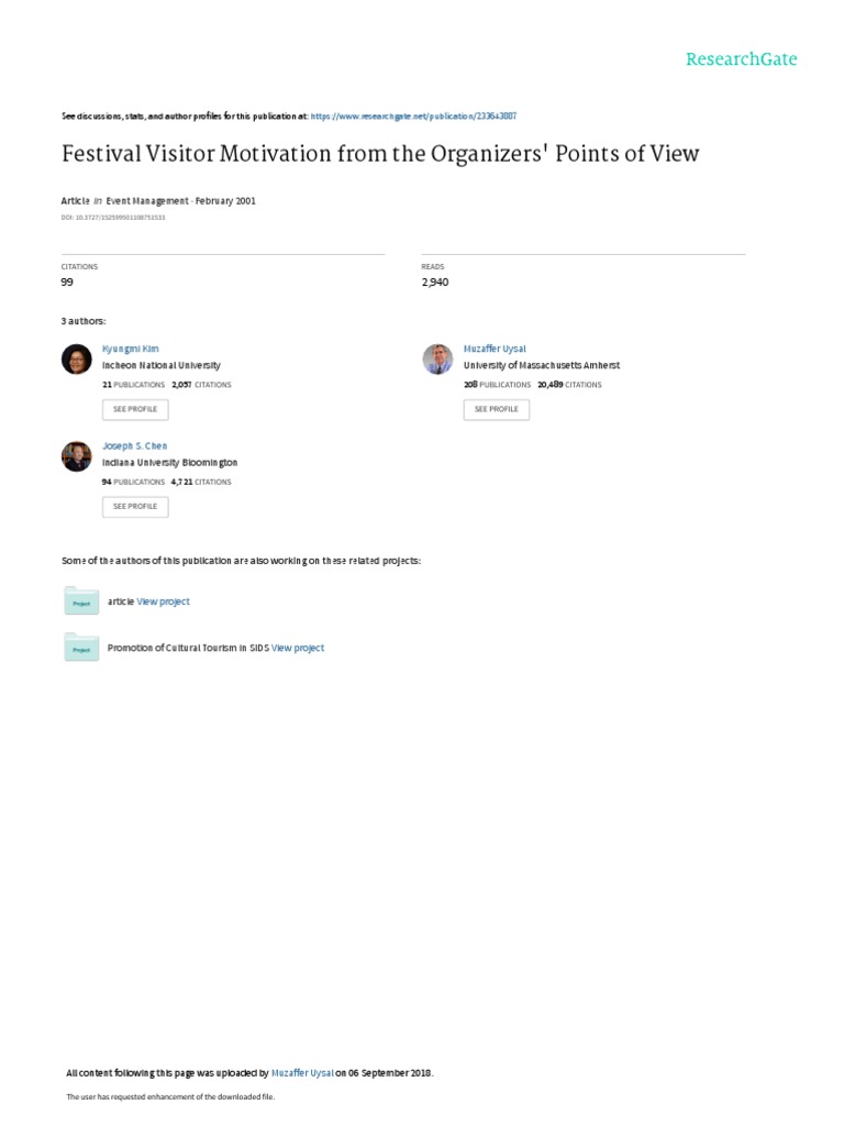 Festival Visitor Motivation From The Organizers' Points of View | PDF ...