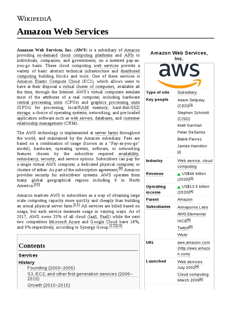 Amazon Web Services | Download Free PDF | Amazon Web Services | World ...